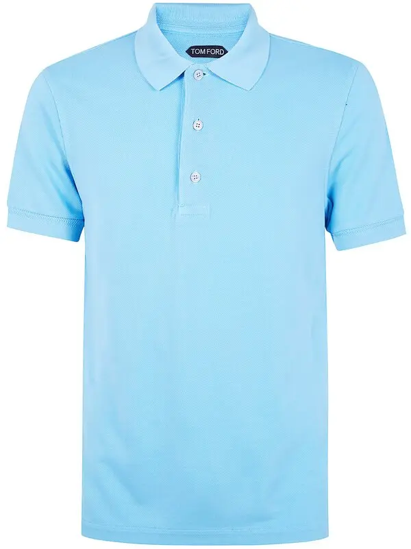 TOM FORD Lyocell Piquet Short Sleeves Polo Shirt - Blue