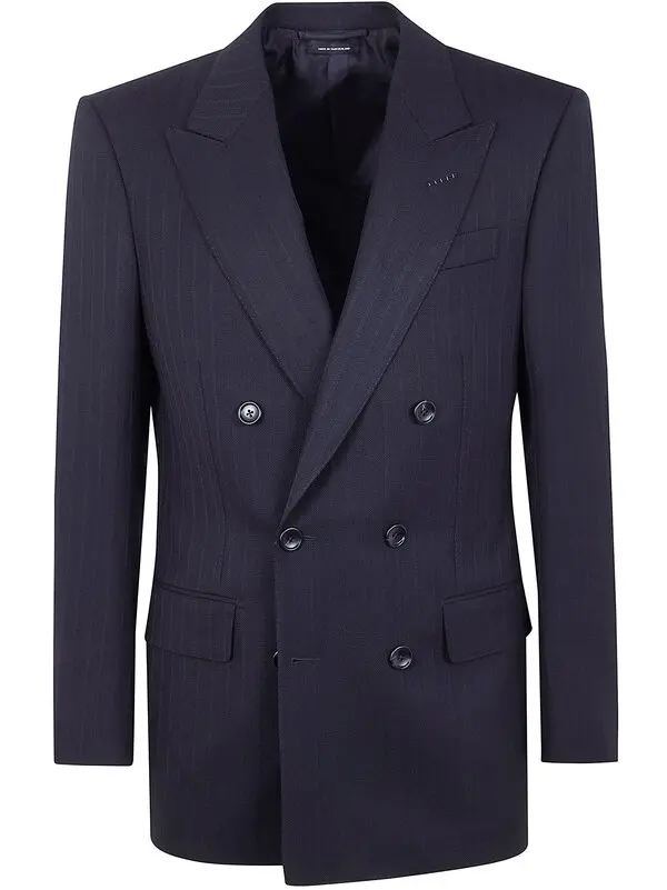 TOM FORD Solid Satin Stripe Double Breasted Jacket