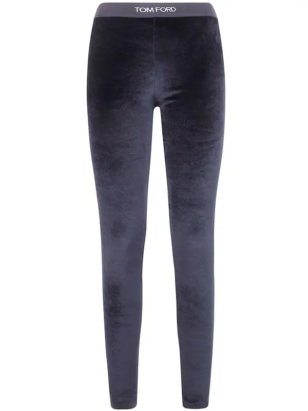 TOM FORD Stretch Lustrous Velour Leggings - Black