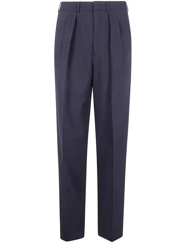 TOM FORD Wool Cashmere Silk Reps Double Pleat Pants - Black