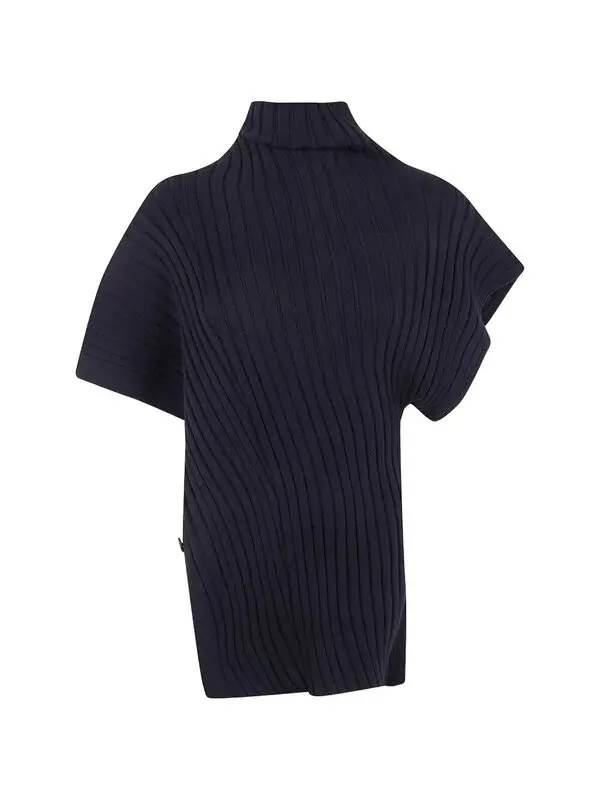 Issey Miyake Ribbed Cotton Cashmere Knit Top