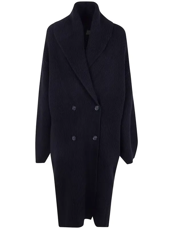 TOTEME Long Shawl Lapel Cardigan In Wool - Black