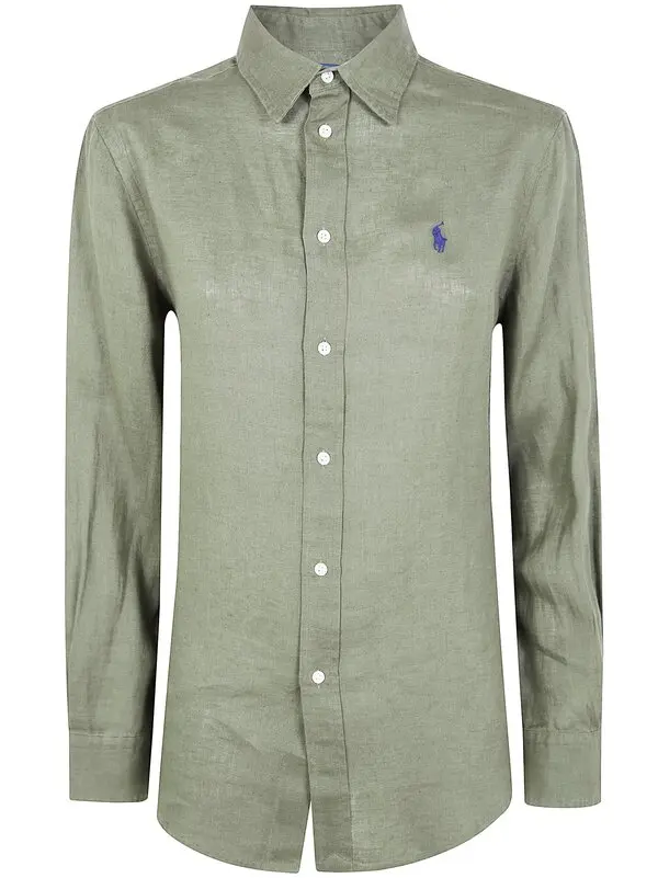 Polo Ralph Lauren Classic Long Sleeve Linen Shirt - Green