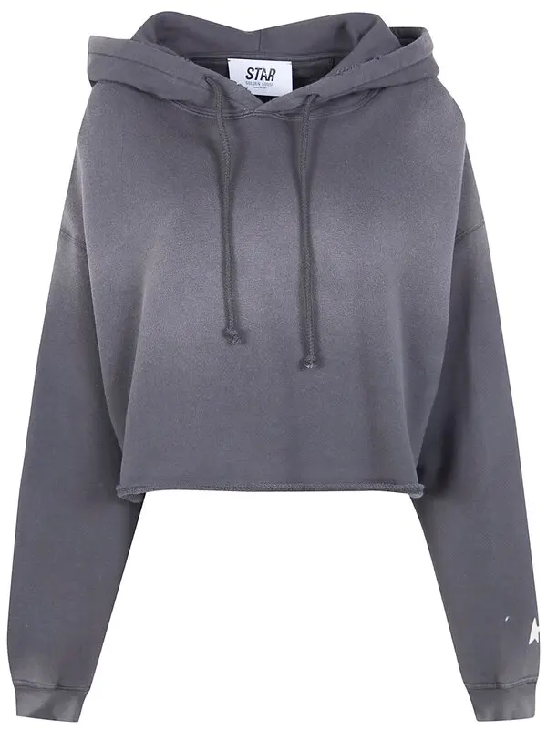 GOLDEN GOOSE Star W`s" Oversize Cropped Hoodie Sunfaded Wash Star Gol - Black