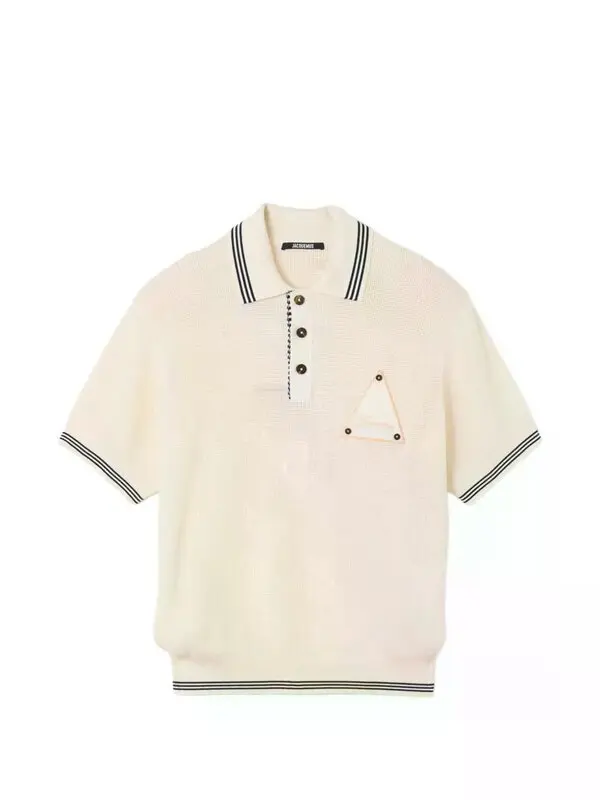 Jacquemus The Voilier Striped-trim Waffle-knit Polo Shirt - White