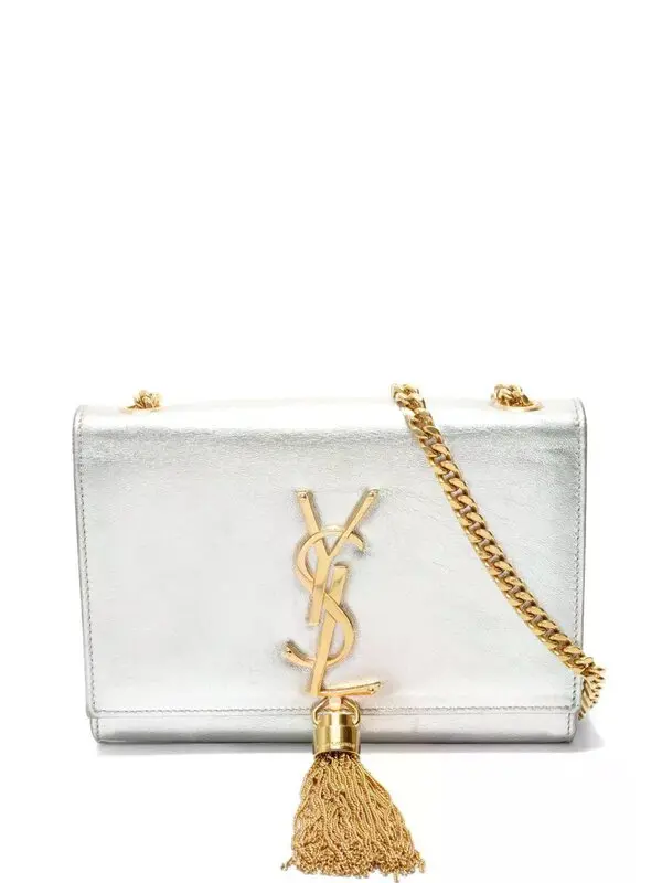 Saint Laurent Tone Leather Shoulder Bag - Silver