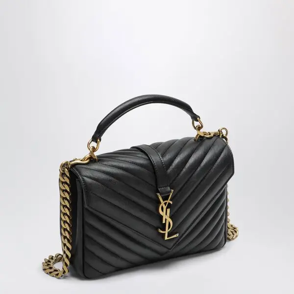 Saint Laurent Medium College Bag In Quilted Leather - Black