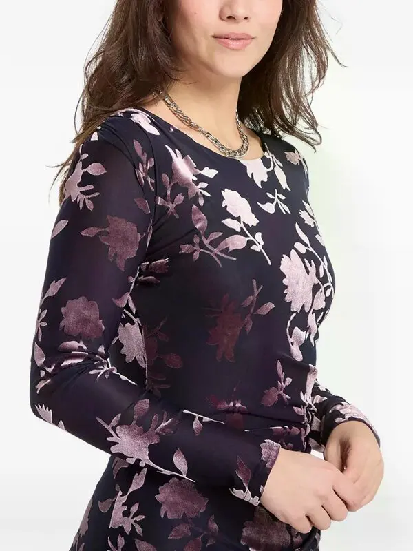 Desigual Floral Print Long Sleeve Mini Dress - Blue