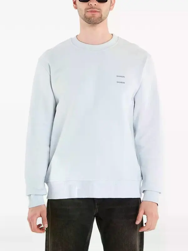 SAMSOE SAMSOE Logo Print Crewneck Sweatshirt - Blue