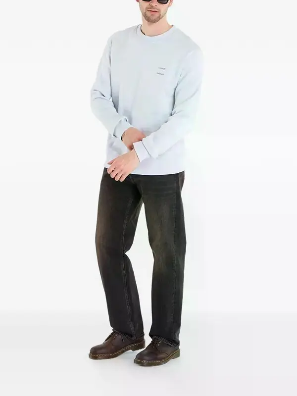 SAMSOE SAMSOE Logo Print Crewneck Sweatshirt - Blue
