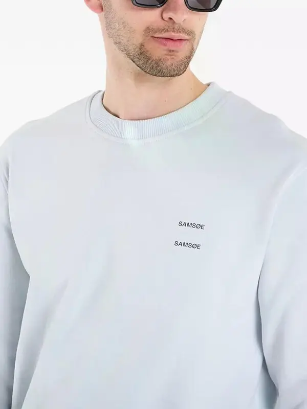 SAMSOE SAMSOE Logo Print Crewneck Sweatshirt - Blue