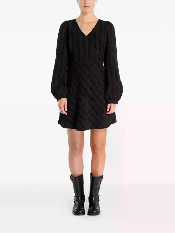 SAMSOE SAMSOE V-neck Puff Sleeve Mini Dress