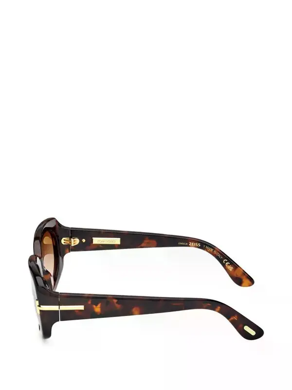 TOM FORD Tortoiseshell Geometric Frame Sunglasses - Brown