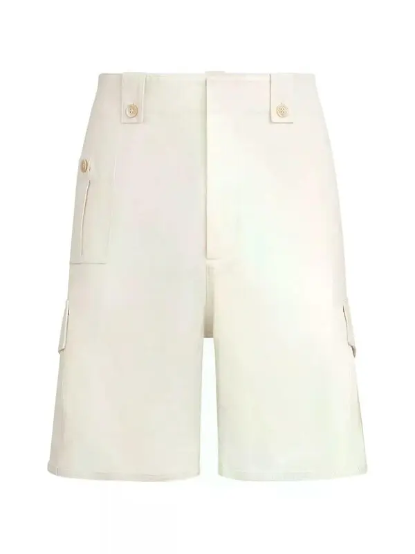 Brunello Cucinelli Cotton And Linen Canvas Bermuda Shorts With Cargo Pockets - Neutrals
