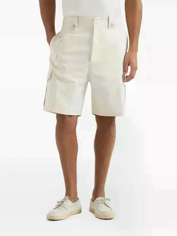 Brunello Cucinelli Cotton And Linen Canvas Bermuda Shorts With Cargo Pockets - Neutrals