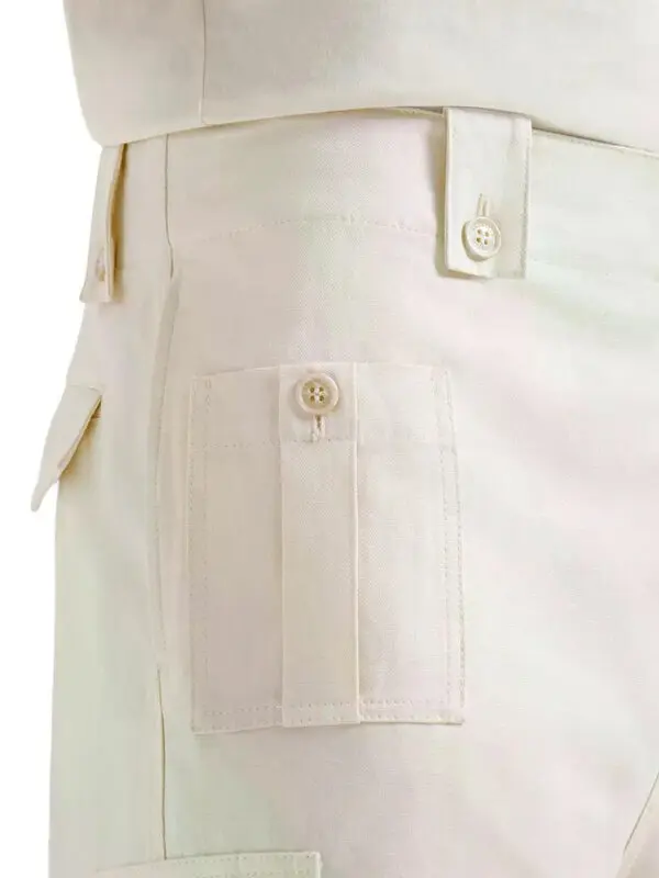 Brunello Cucinelli Cotton And Linen Canvas Bermuda Shorts With Cargo Pockets - Neutrals