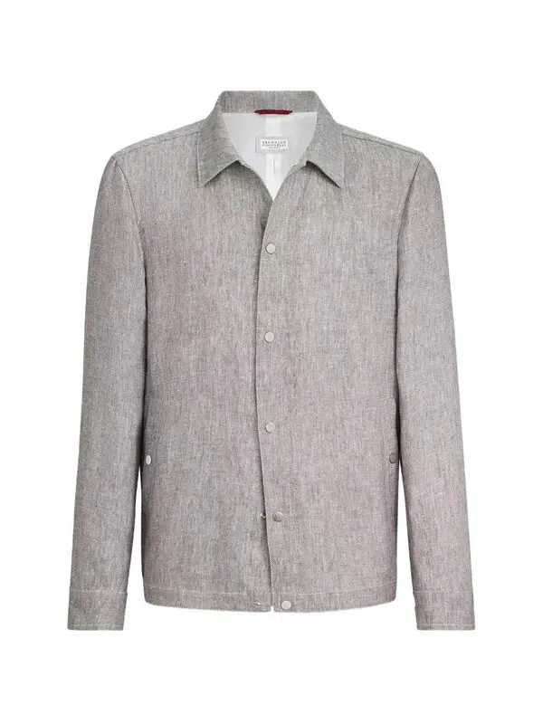 Brunello Cucinelli Linen And Hemp Diagonal Outerwear Jacket