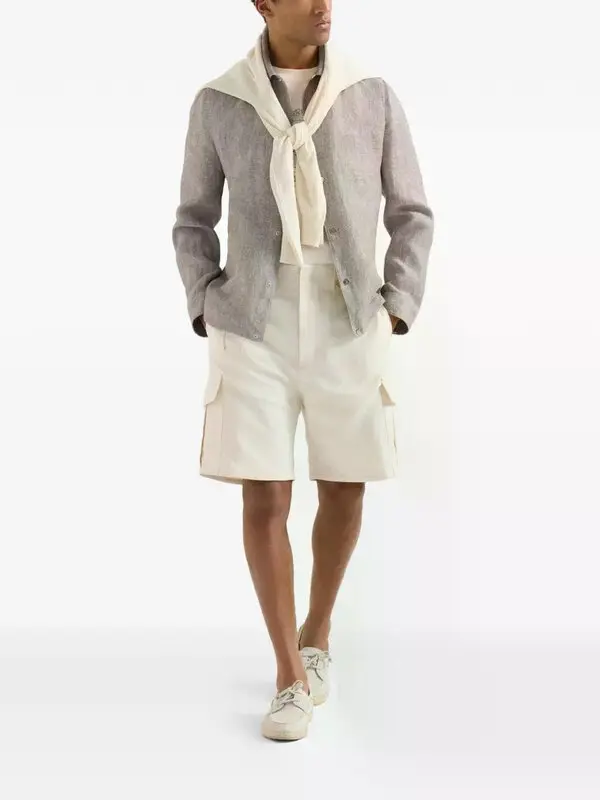 Brunello Cucinelli Linen And Hemp Diagonal Outerwear Jacket