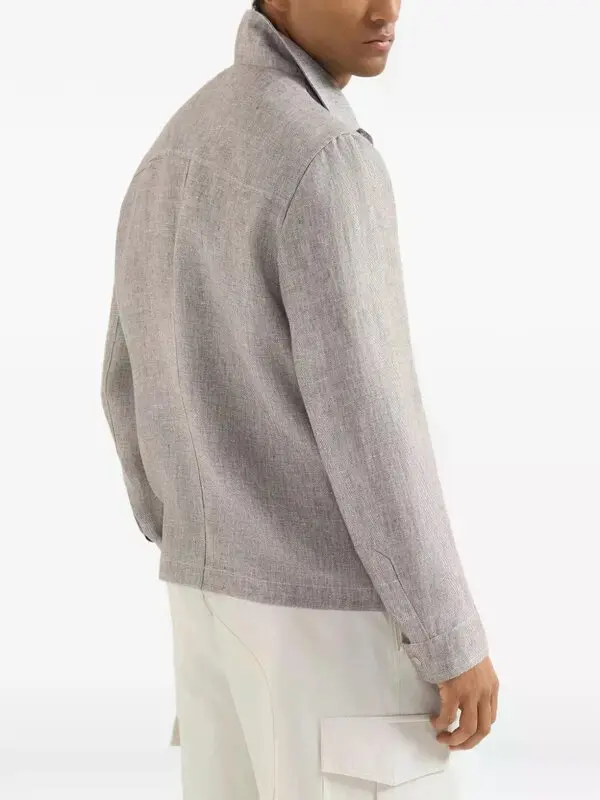 Brunello Cucinelli Linen And Hemp Diagonal Outerwear Jacket
