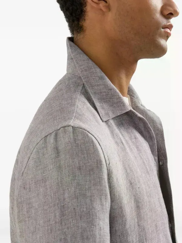 Brunello Cucinelli Linen And Hemp Diagonal Outerwear Jacket