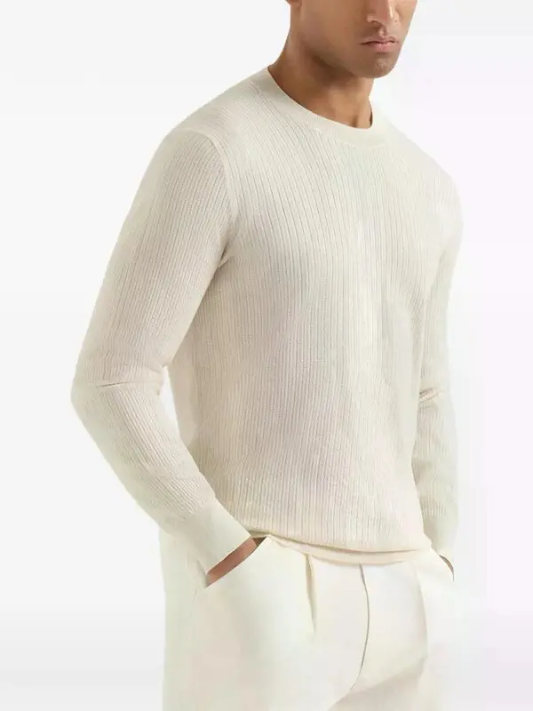 Brunello Cucinelli Cotton Textured Rib Lightweight Sweater