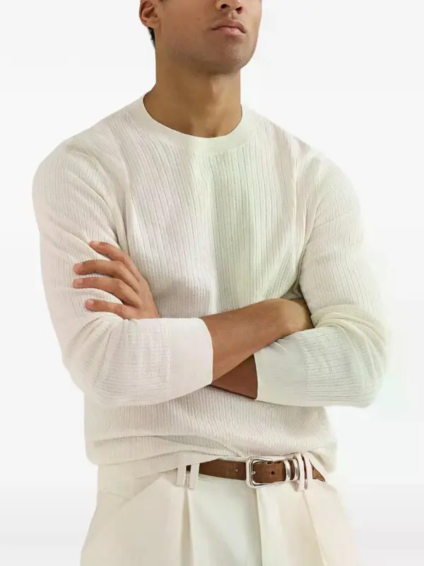 Brunello Cucinelli Cotton Textured Rib Lightweight Sweater
