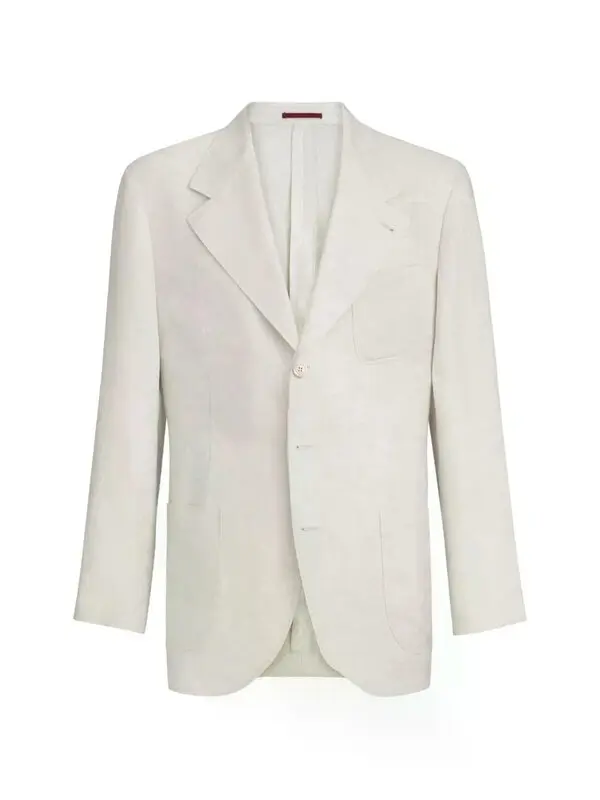 Brunello Cucinelli Linen Micro Chevron Unlined Blazer - Neutrals