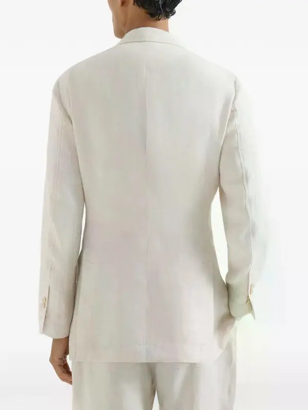 Brunello Cucinelli Linen Micro Chevron Unlined Blazer - Neutrals