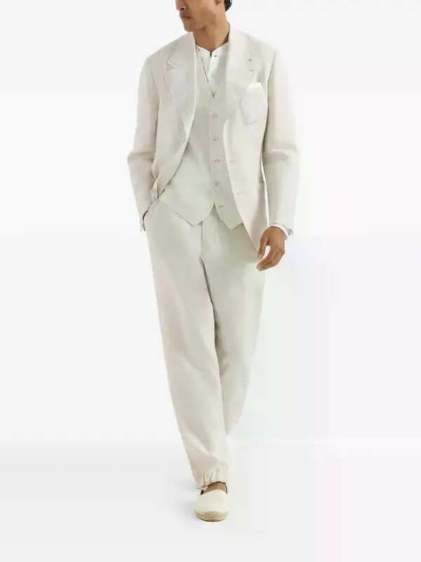 Brunello Cucinelli Linen Micro Chevron Unlined Blazer - Neutrals