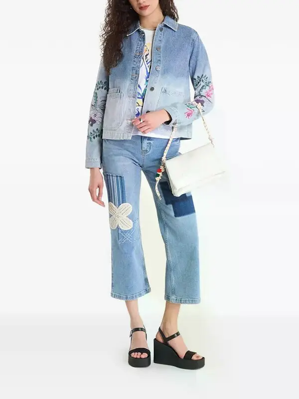 Desigual Floral Embroidered Denim Jacket