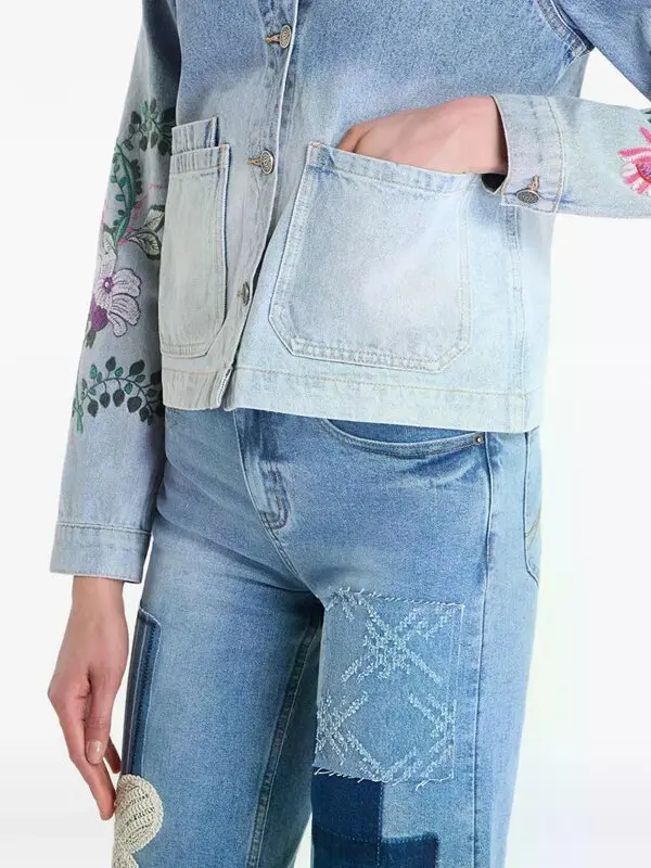Desigual Floral Embroidered Denim Jacket