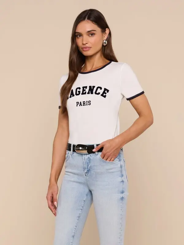 L'Agence Tommie Crewneck T-shirt - White/paris