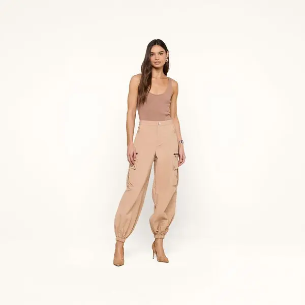L'Agence Greer Nylon Cargo Jogger Pants - Praline