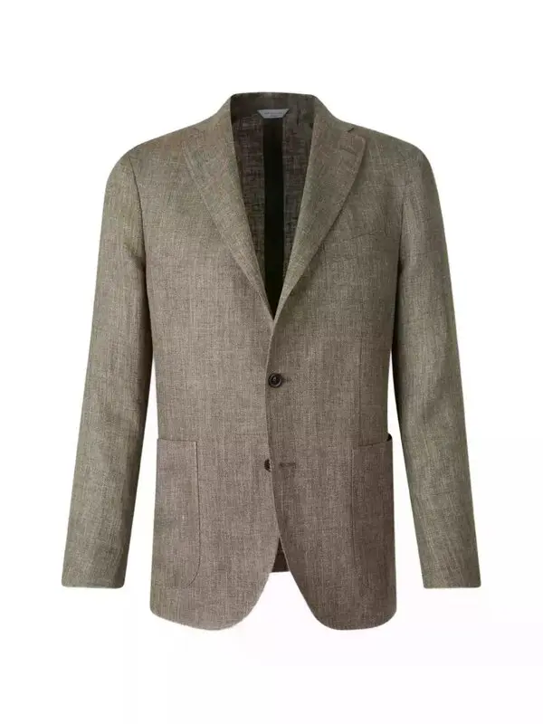 Boglioli Herringbone-weave Notched-lapels Blazer - Grey