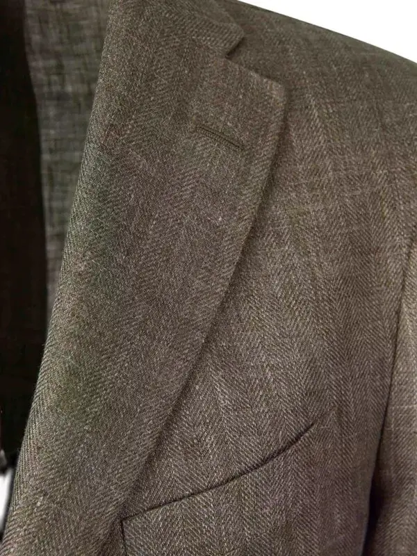 Boglioli Herringbone-weave Notched-lapels Blazer - Grey