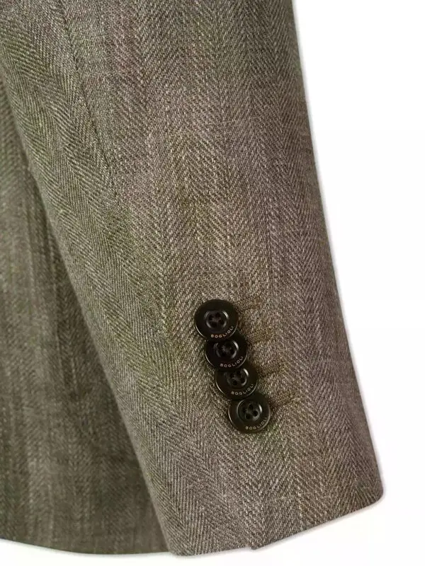 Boglioli Herringbone-weave Notched-lapels Blazer - Grey