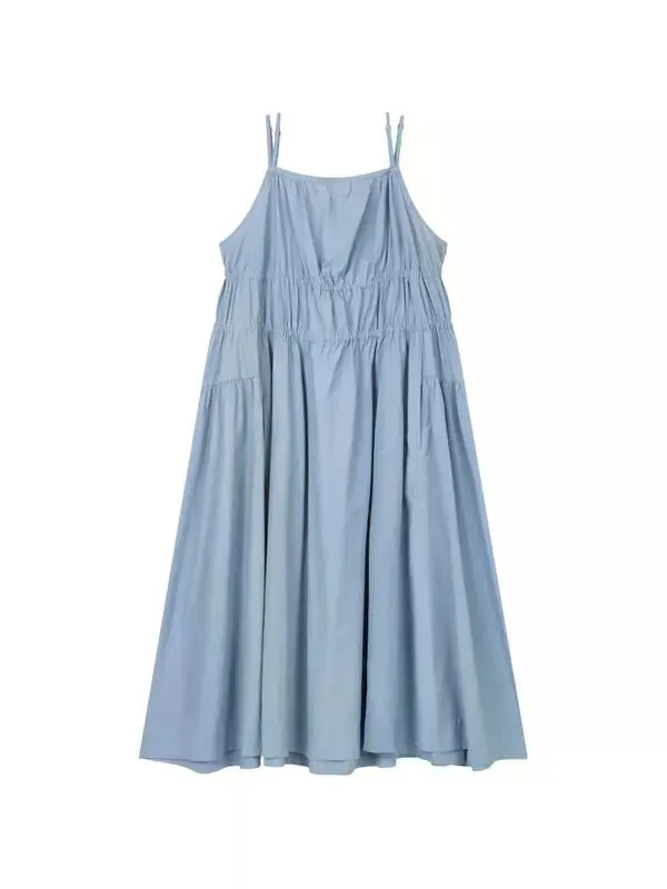 STUDIO TOMBOY Back Ribbon Square Neck Dress - Blue