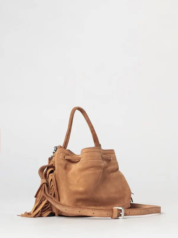 VIC MATIE Fringed Suede Handbag With Drawstring Closure
