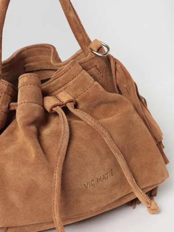 VIC MATIE Fringed Suede Handbag With Drawstring Closure