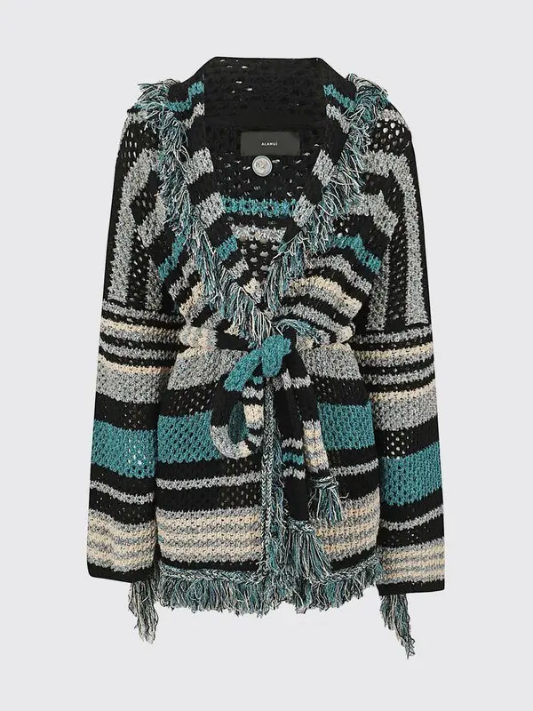 Alanui Striped Knit Sweater With Fringe And Belt