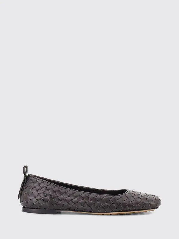 Bottega Veneta Charlotte Woven Lambskin Ballerina Flats - Coffee
