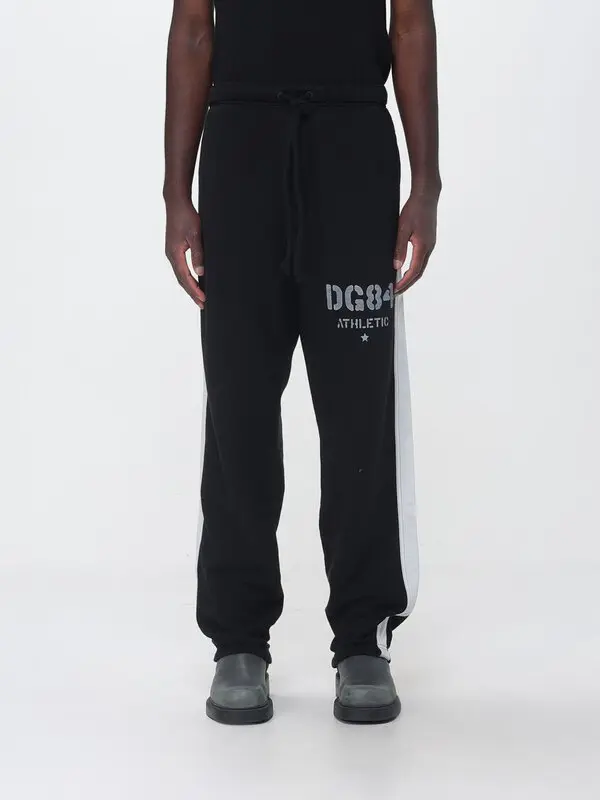 Dolce & Gabbana Cotton Jogging Trousers With Elasticated Waist And Contrast Logo - Black