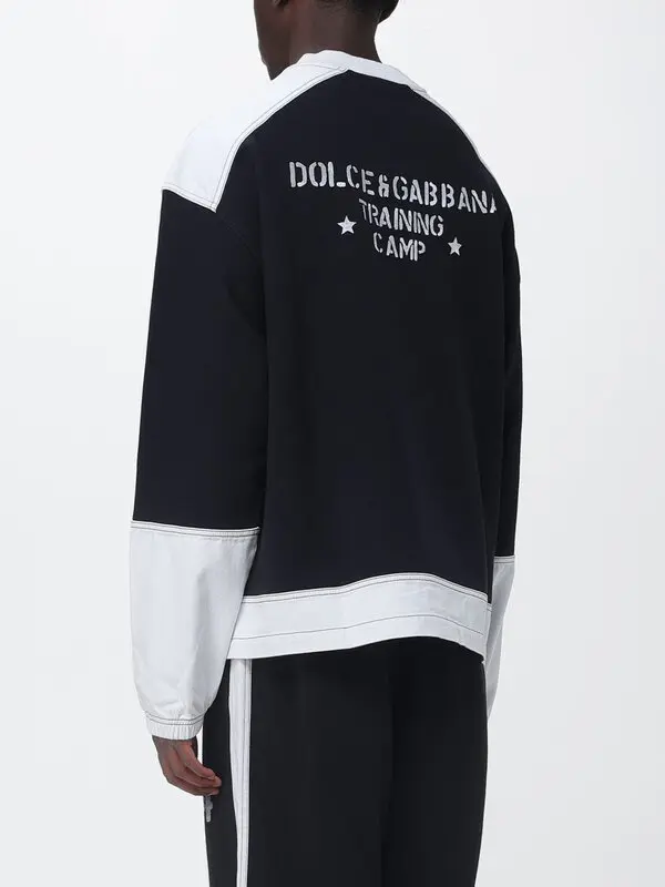 Dolce & Gabbana Relaxed Fit Cotton Crewneck Sweatshirt With Contrast Logo