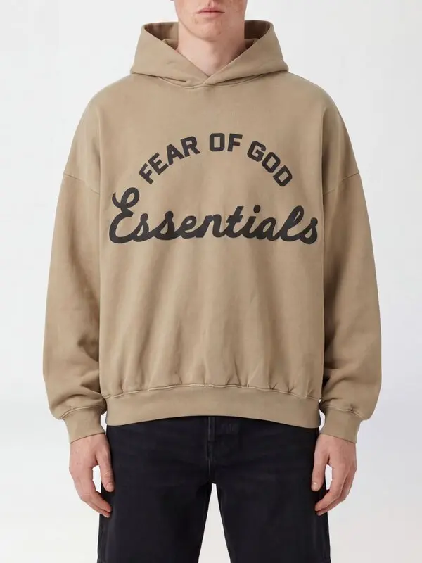 Fear Of God Cotton Hoodie With Contrast Logo - Beige