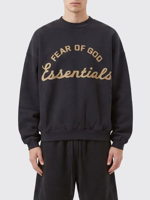 Fear Of God Relaxed Fit Crewneck Cotton Jumper With Logo - Black