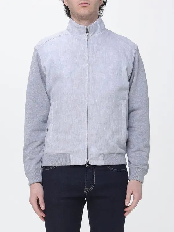 Paul & Shark Hybrid Bomber Jacket In Cotton And Linen - Grey