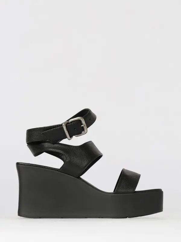 VIC MATIE Leather Wedge Sandals With Adjustable Straps