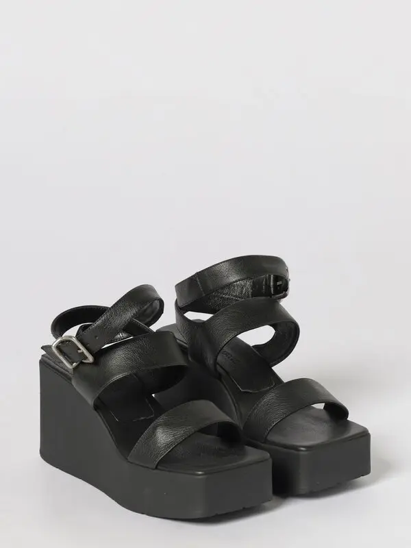 VIC MATIE Leather Wedge Sandals With Adjustable Straps