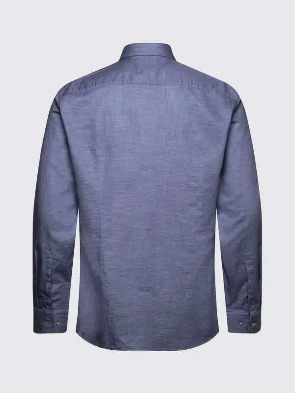 BOSS Cotton And Linen Casual Shirt - Blue
