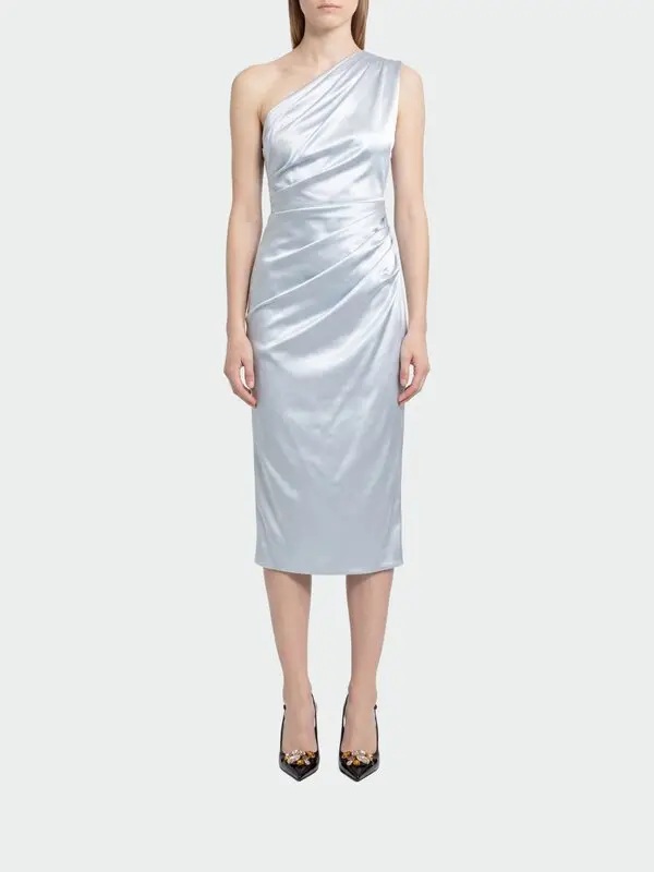 Dolce & Gabbana One-shoulder Satin Sheath Dress - Dust